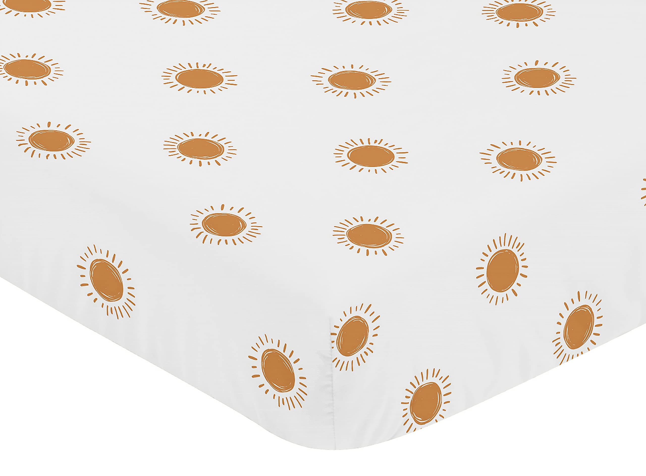 Sweet Jojo Designs White and Orange Boho Sun Boy or Girl Fitted Crib Sheet Baby or Toddler Bed Nursery - Pumpkin Bohemian Celestial Sky Desert Sunshine Outdoors Nature Gender Neutral