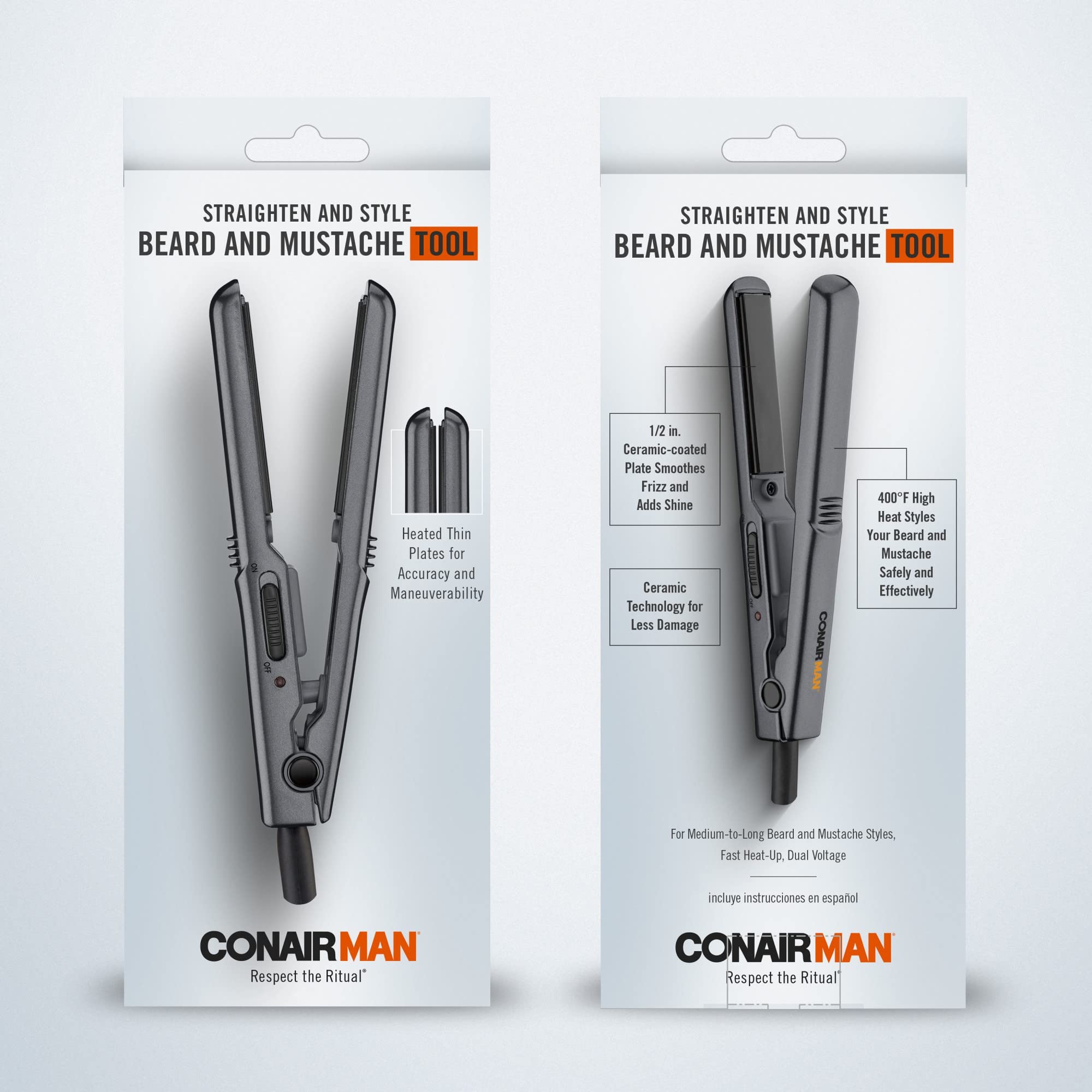 ConairMAN Beard Straightener for Men, Smooth and Style Beards and Hair for Smooth and Added Shine