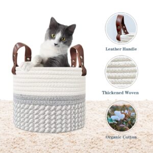 Rerisen Large Cotton Rope Basket with Handle, The Blanket Storage Basket that can be Placed in the Living room or Bedroom for Storing Pillows, BabyToys, and Blankets