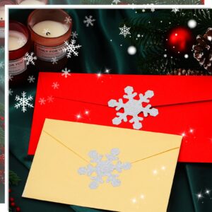 240 Pieces Christmas Envelope Seal Stickers Glitter Snowflake Stickers Christmas Snowflake Envelope Seals Snowflake Invitation Seals Xmas Envelope Decals Glitter Seal for Christmas Mail (Silver)