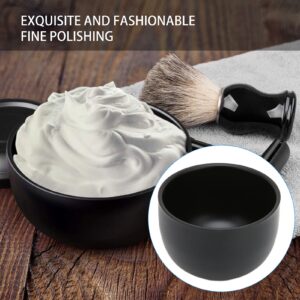 AMONIDA Shaving Bowl, Black Stainless Steel Shaving Foam Bowl, Curved Design Shave Bowl with Anti Slip Bottom for Men's Facial Shaving