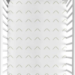 Sweet Jojo Designs White and Green Boho Arrow Boy or Girl Fitted Crib Sheet Baby or Toddler Bed Nursery - Sage Bohemian Tribal Southwest Chevron Geometric Herringbone Woodland Gender Neutral