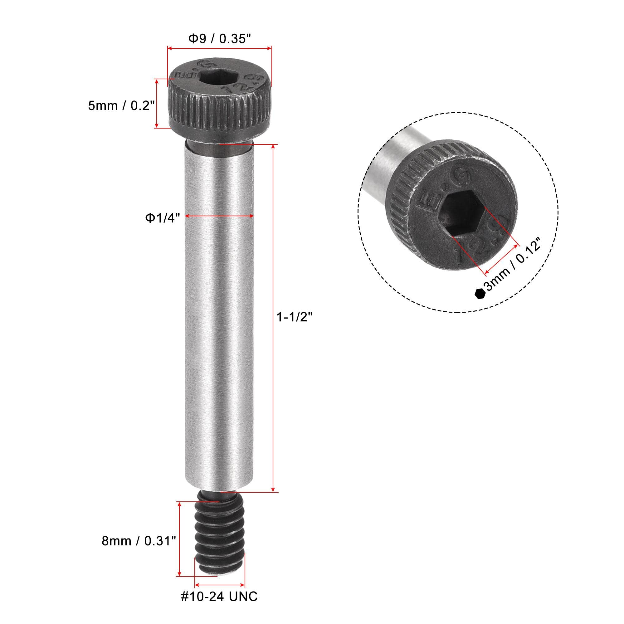 uxcell Alloy Steel Hexagon Socket Head Shoulder Screws Bolts, 1-1/2" Shoulder Length, 1/4" Shoulder Dia, #10-24 Thread, 4pcs