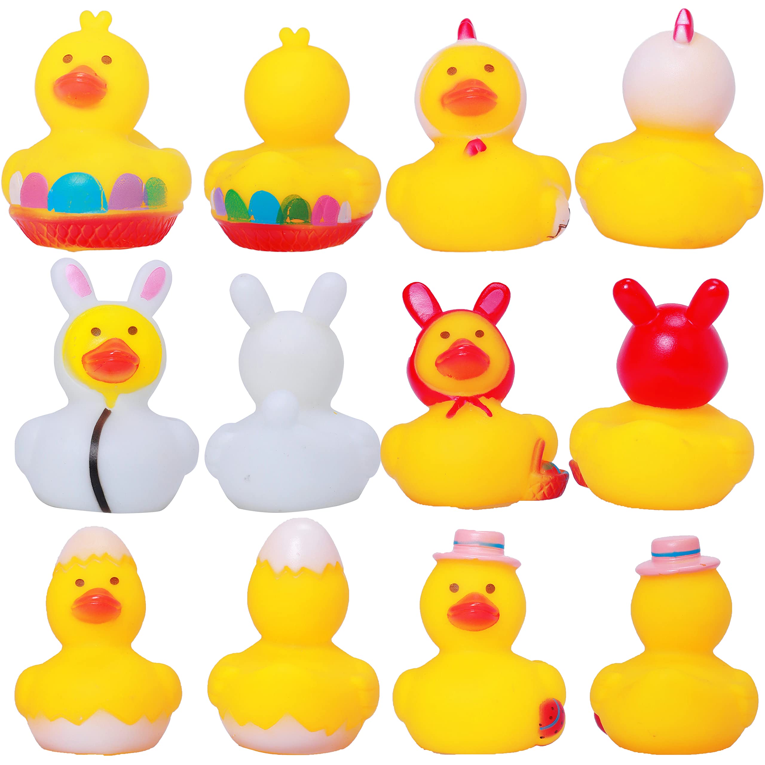 JOYIN 12 Packs Easter Egg Filled with Rubber Ducks, Eggs Hunt, Basket Stuffers Filler for Kids Party Favor Classroom Prize Supplies, Summer Beach, Pool Activity