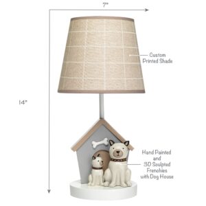 Lambs & Ivy Bow Wow Gray/Beige Dogs/Puppies Nursery Lamp with Shade & Bulb