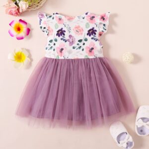 YOUNGER TREE Baby Girl Dresses Long Sleeve Flower Tutu Princess Dress Infant Fall Winter Outfits Little Girls Clothes (Purple, 6-9 Months)…