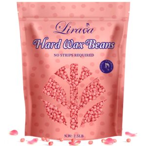 lirava hard wax beads for hair removal 2.5lb, brazilian wax beans (coarse body hair specific) for full body, bikini, underarms, back, chest, at home waxing beads large refill for women men