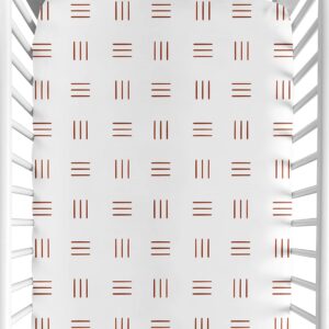 Sweet Jojo Designs White and Rust Boho Mudcloth Boy or Girl Fitted Crib Sheet Baby or Toddler Bed Nursery - Orange Bohemian Woodland Tribal Southwest Mud Cloth Hatch Gender Neutral Triple Line