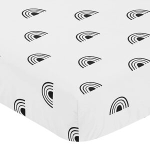 Sweet Jojo Designs White and Black Boho Rainbow Boy or Girl Fitted Crib Sheet Baby or Toddler Bed Nursery - Black and White Bohemian Celestial Sky Outdoors Nature Gender Neutral