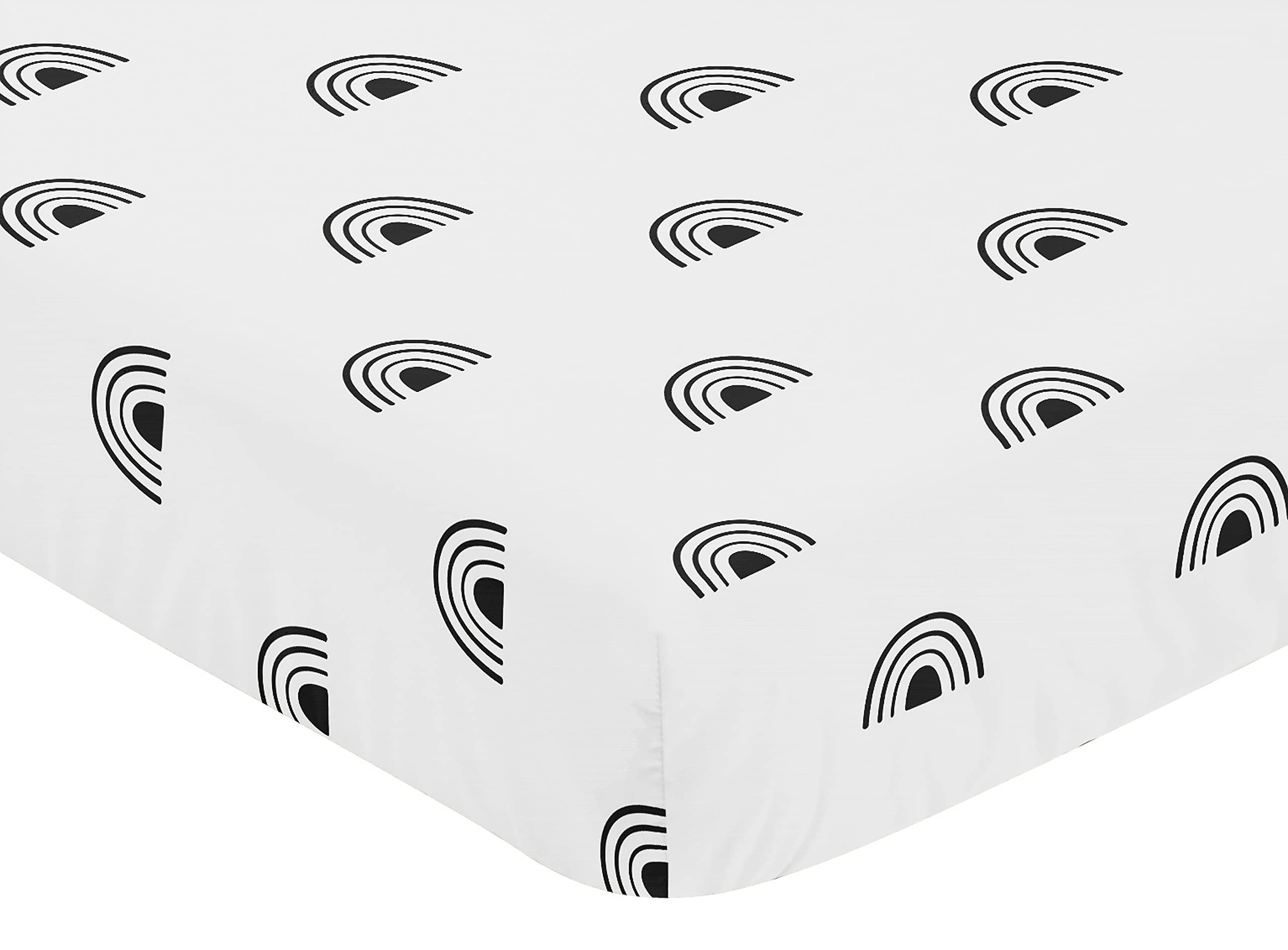 Sweet Jojo Designs White and Black Boho Rainbow Boy or Girl Fitted Crib Sheet Baby or Toddler Bed Nursery - Black and White Bohemian Celestial Sky Outdoors Nature Gender Neutral