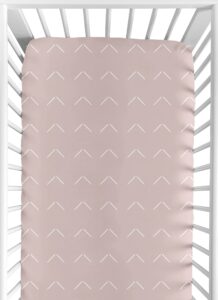 sweet jojo designs mauve and white boho arrow girl fitted crib sheet baby or toddler bed nursery - pink dusty rose bohemian tribal southwest chevron geometric herringbone woodland