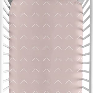 Sweet Jojo Designs Mauve and White Boho Arrow Girl Fitted Crib Sheet Baby or Toddler Bed Nursery - Pink Dusty Rose Bohemian Tribal Southwest Chevron Geometric Herringbone Woodland