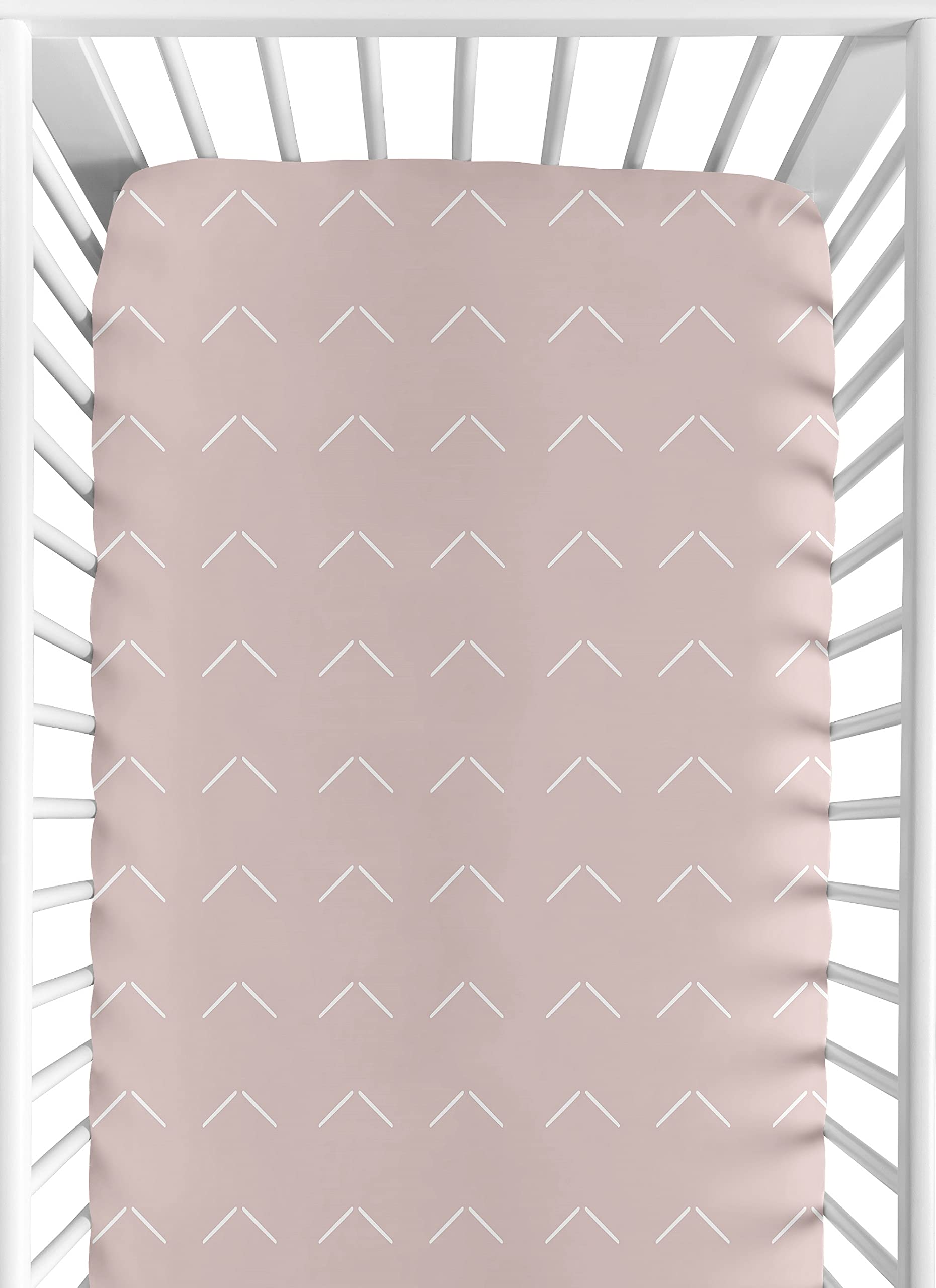 Sweet Jojo Designs Mauve and White Boho Arrow Girl Fitted Crib Sheet Baby or Toddler Bed Nursery - Pink Dusty Rose Bohemian Tribal Southwest Chevron Geometric Herringbone Woodland