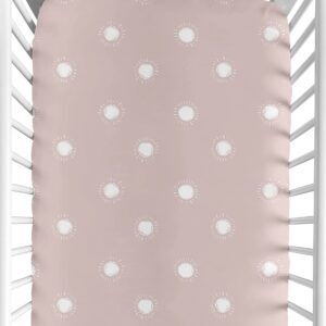 Sweet Jojo Designs Mauve and White Boho Sun Girl Fitted Crib Sheet Baby or Toddler Bed Nursery - Pink Dusty Rose Bohemian Celestial Sky Desert Sunshine Outdoors Nature