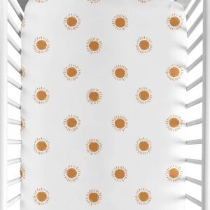 Sweet Jojo Designs White and Orange Boho Sun Boy or Girl Fitted Crib Sheet Baby or Toddler Bed Nursery - Pumpkin Bohemian Celestial Sky Desert Sunshine Outdoors Nature Gender Neutral