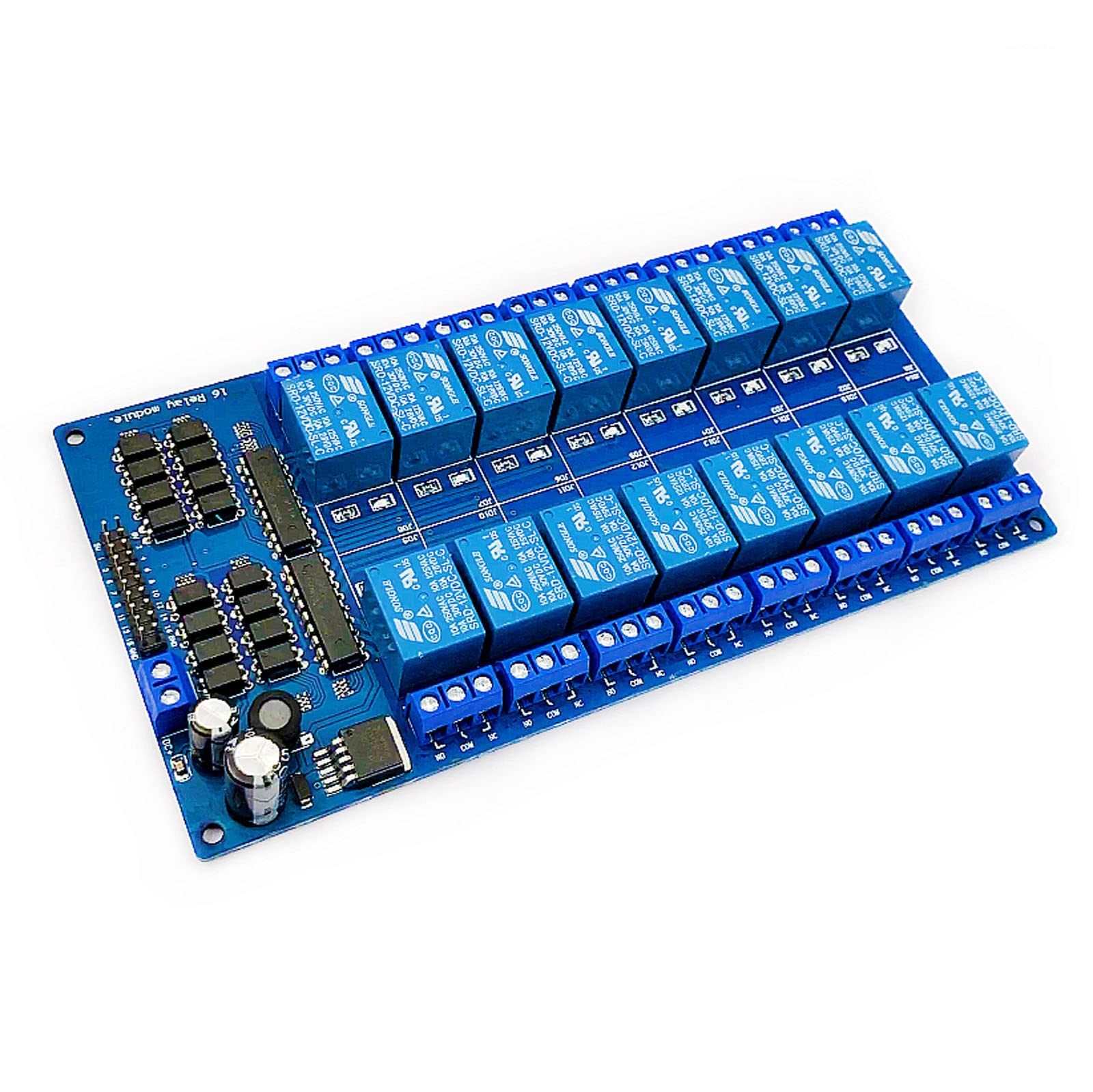 DEVMO 12V 16-Channel Relay Interface Board Module Optocoupler LED LM2576 Power Compatible with Ar-duino DIY Kit PiC ARM AVR