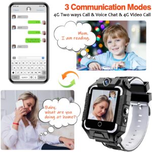 4G Smart watch for Kids, Phone Watch w GPS Tracker Watch 3-way Call Camera Video Chat Pedometer,SOS,1.4" Touch Screen WiFi Toddler Wrist Watch Boys Girls Smartphone for 3-15 Years Old Child (w SIM)