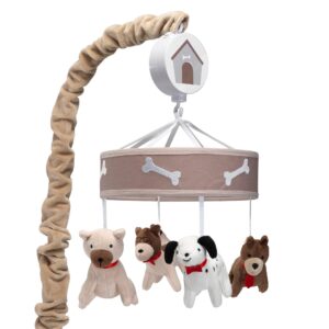 lambs & ivy bow wow beige dogs/puppies musical baby crib mobile soother toy