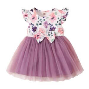 younger tree baby girl dresses long sleeve flower tutu princess dress infant fall winter outfits little girls clothes (purple, 6-9 months)…