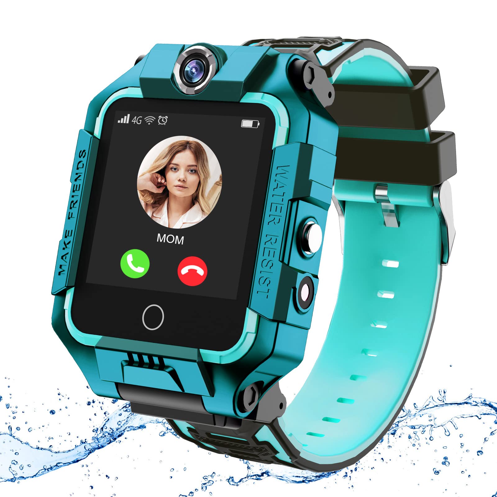 cjc Smart Watch for Kids with GPS Tracker, Phone Watch with Video Chat 3 Way Call,Camera Watch,1.4" Touchscreen Girls Boys Phone Watch 3-15 Years Child w SIM Card (Green)