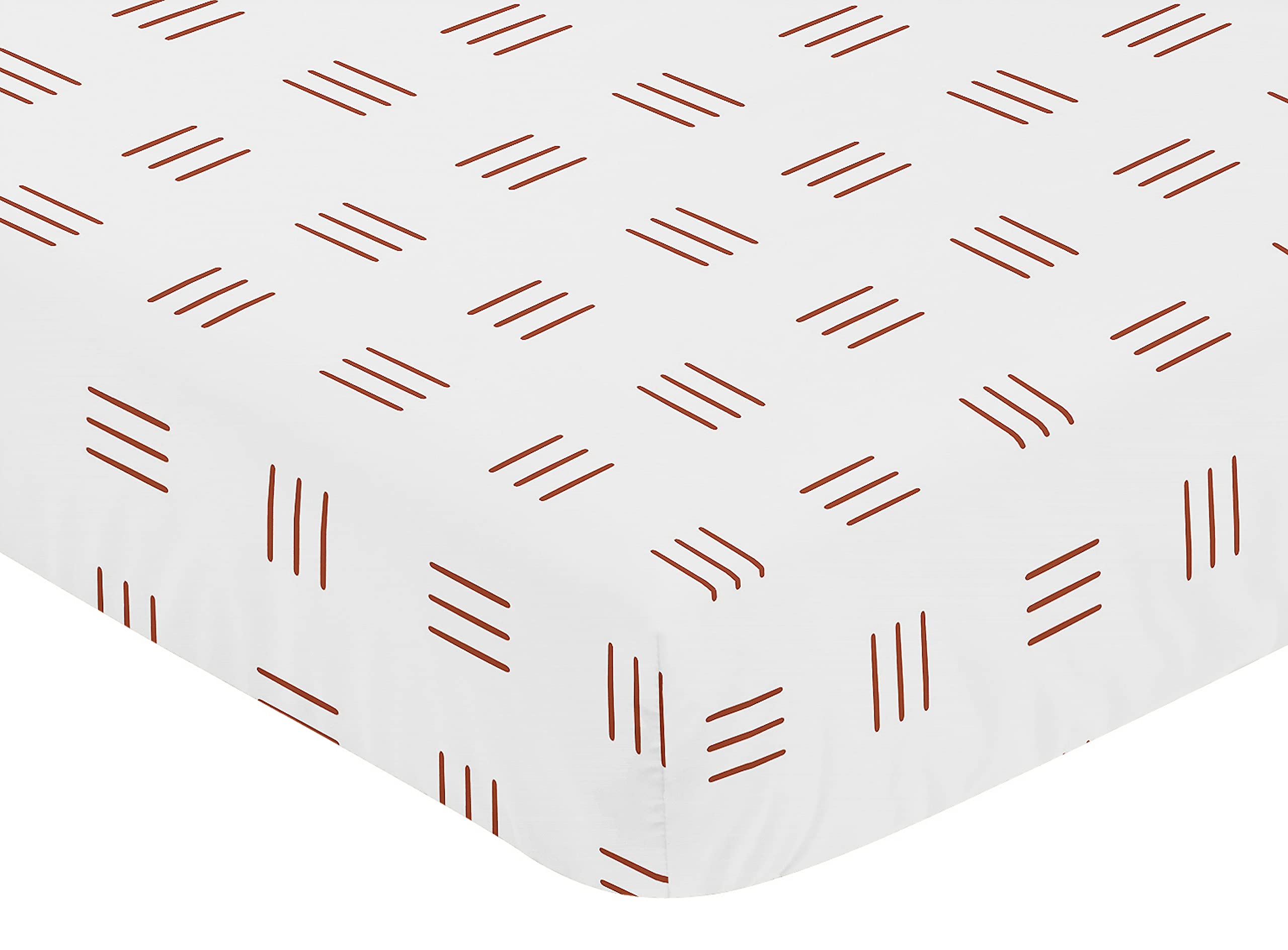 Sweet Jojo Designs White and Rust Boho Mudcloth Boy or Girl Fitted Crib Sheet Baby or Toddler Bed Nursery - Orange Bohemian Woodland Tribal Southwest Mud Cloth Hatch Gender Neutral Triple Line