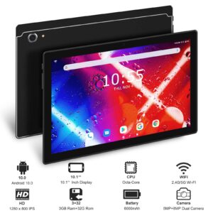 FLYINGTECH Tablet 10 inch, Android 10.0 5G WiFi Tablets, Octa-Core Processor 13MP Camera 3GB RAM, 32GB Storage, 128GB Expand, 1280x800 HD IPS Screen, Bluetooth Gaming Tablet(Black)