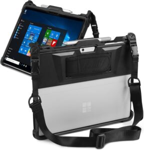 maiddos microsoft surface pro 11/10/9 case with hand & shoulder strap, pen holder, compatible with type cover keyboard rugged protective cover