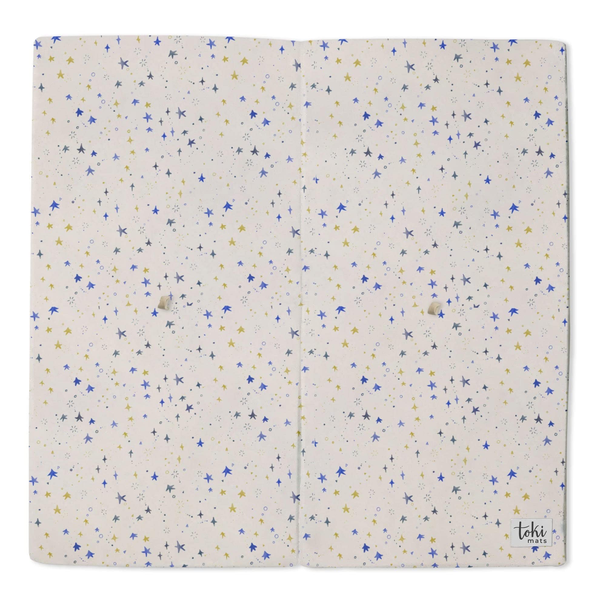 Toki Mats | Waterproof Cover Included Organic Play Mat 40 Inches x 40 Inches | Holiday Stars | Padded Play Mat with Included Cotton Removable Washable Cover