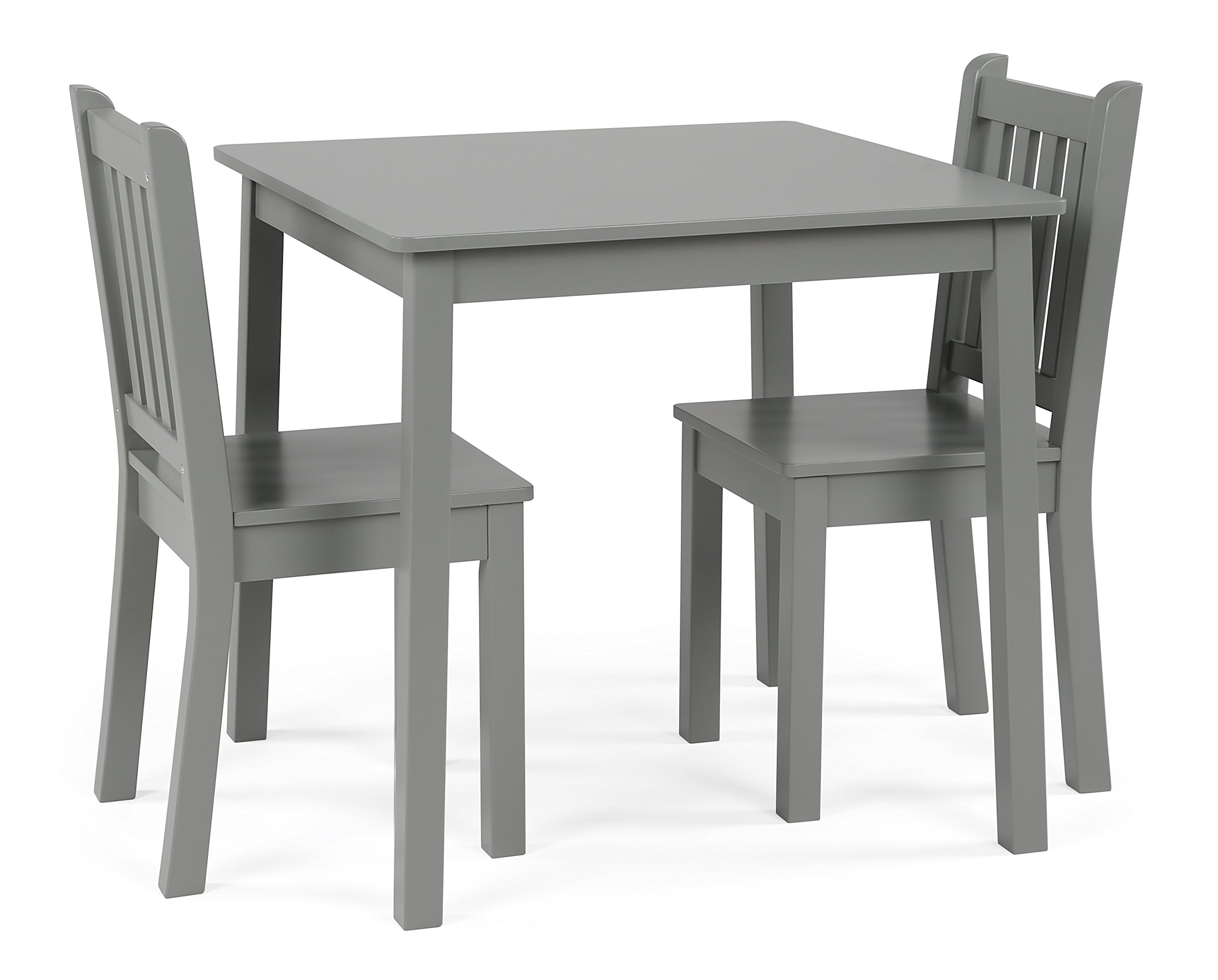 Humble Crew Grey Kids Wood Table, 2 Chairs and 4 Tier Book Rack Set