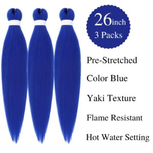 Gozill Blue Braiding Hair Pre stretched Braiding Hair Prestretched Ez Braid Braiding Colored Hair Extensions