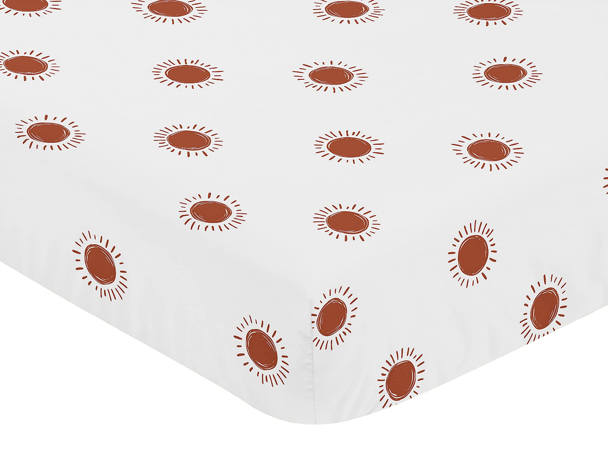 Sweet Jojo Designs White and Rust Boho Sun Boy or Girl Fitted Crib Sheet Baby or Toddler Bed Nursery - Orange Bohemian Celestial Sky Desert Sunshine Outdoors Nature Gender Neutral