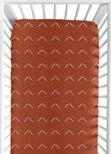 sweet jojo designs rust and white boho arrow boy or girl fitted crib sheet baby or toddler bed nursery - orange bohemian tribal southwest chevron geometric herringbone woodland gender neutral