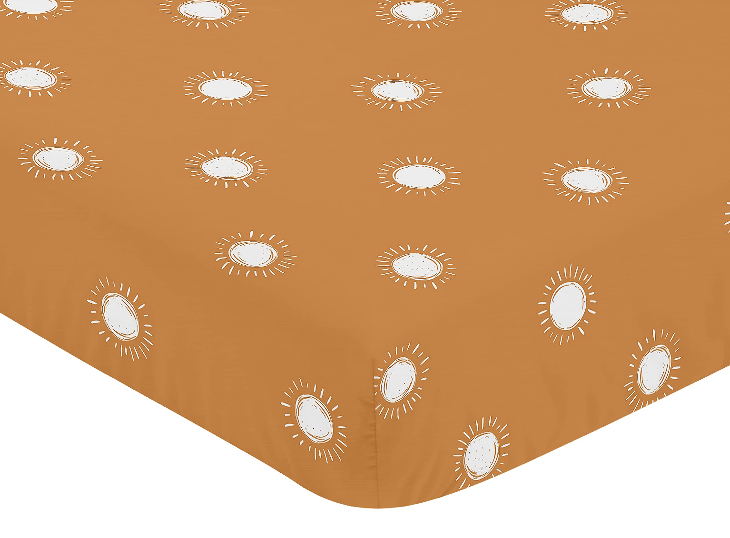 Sweet Jojo Designs Pumpkin Boho Sun Boy or Girl Fitted Crib Sheet Baby or Toddler Bed Nursery - Orange and White Bohemian Celestial Sky Desert Sunshine Outdoors Nature Gender Neutral