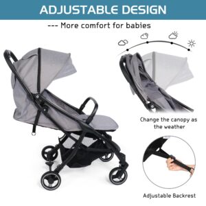 COLOR TREE Lightweight Baby Stroller Compact Toddler Travel Stroller for Airplane Compact Stroller for Infants All-Terrain with Adjustable Canopy and Reclining Seat One-Hand Gravity Fold