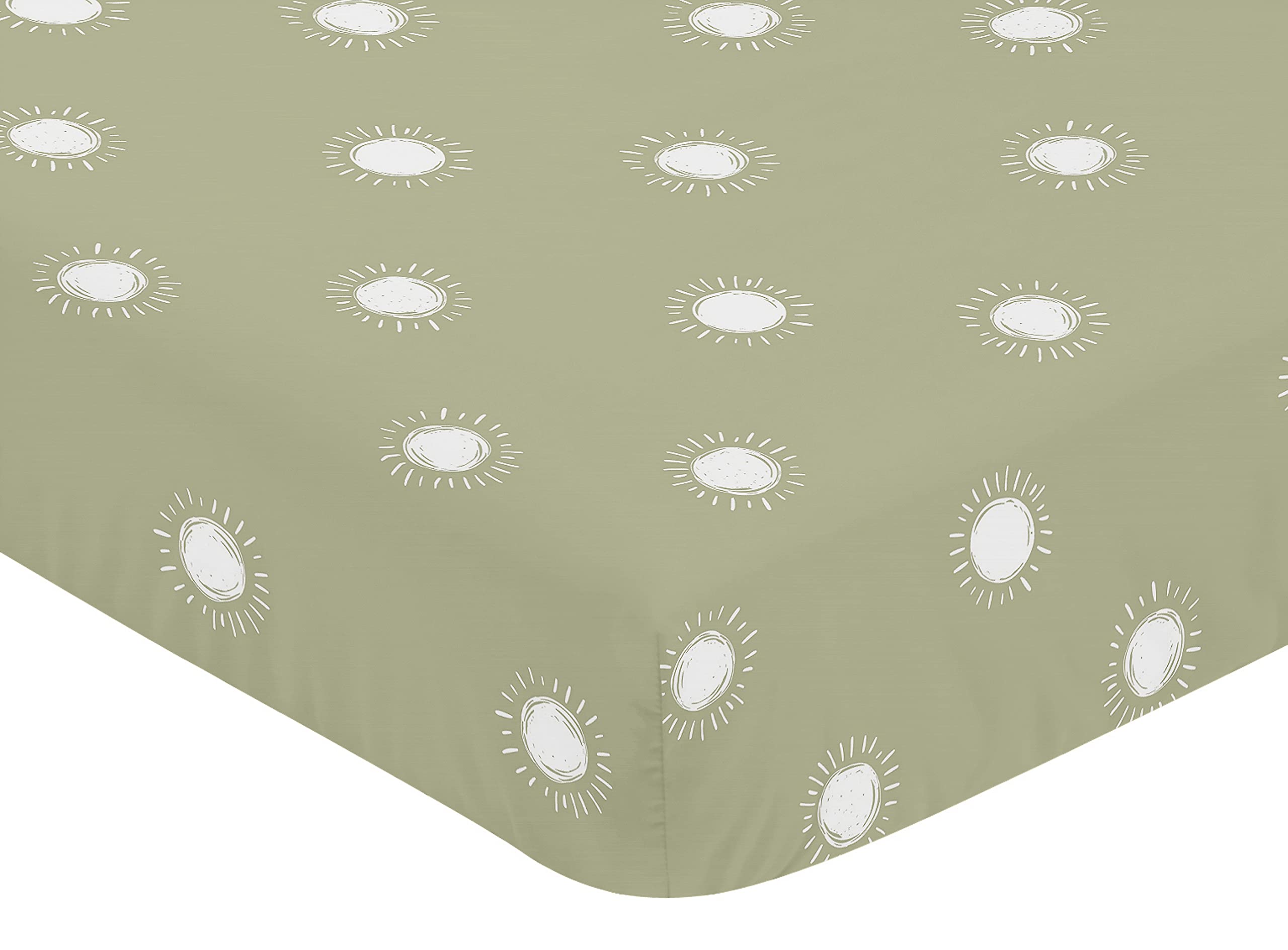 Sweet Jojo Designs Sage Green Boho Sun Boy or Girl Fitted Crib Sheet Baby or Toddler Bed Nursery - White Bohemian Celestial Sky Desert Sunshine Outdoors Nature Gender Neutral