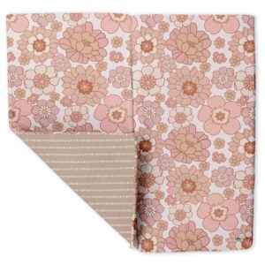 Toki Mats | Waterproof Cover Included Organic Play Mat 40 Inches x 40 Inches | Blooms | Padded Play Mat with Included Cotton Removable Washable Cover