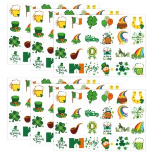 adxco 144 pieces st. patrick's day tattoos in 6 sheets shamrock temporary tattoos stickers irish flag clover truck beer temporary stickers for st. patrick's day decorations party favors accessories