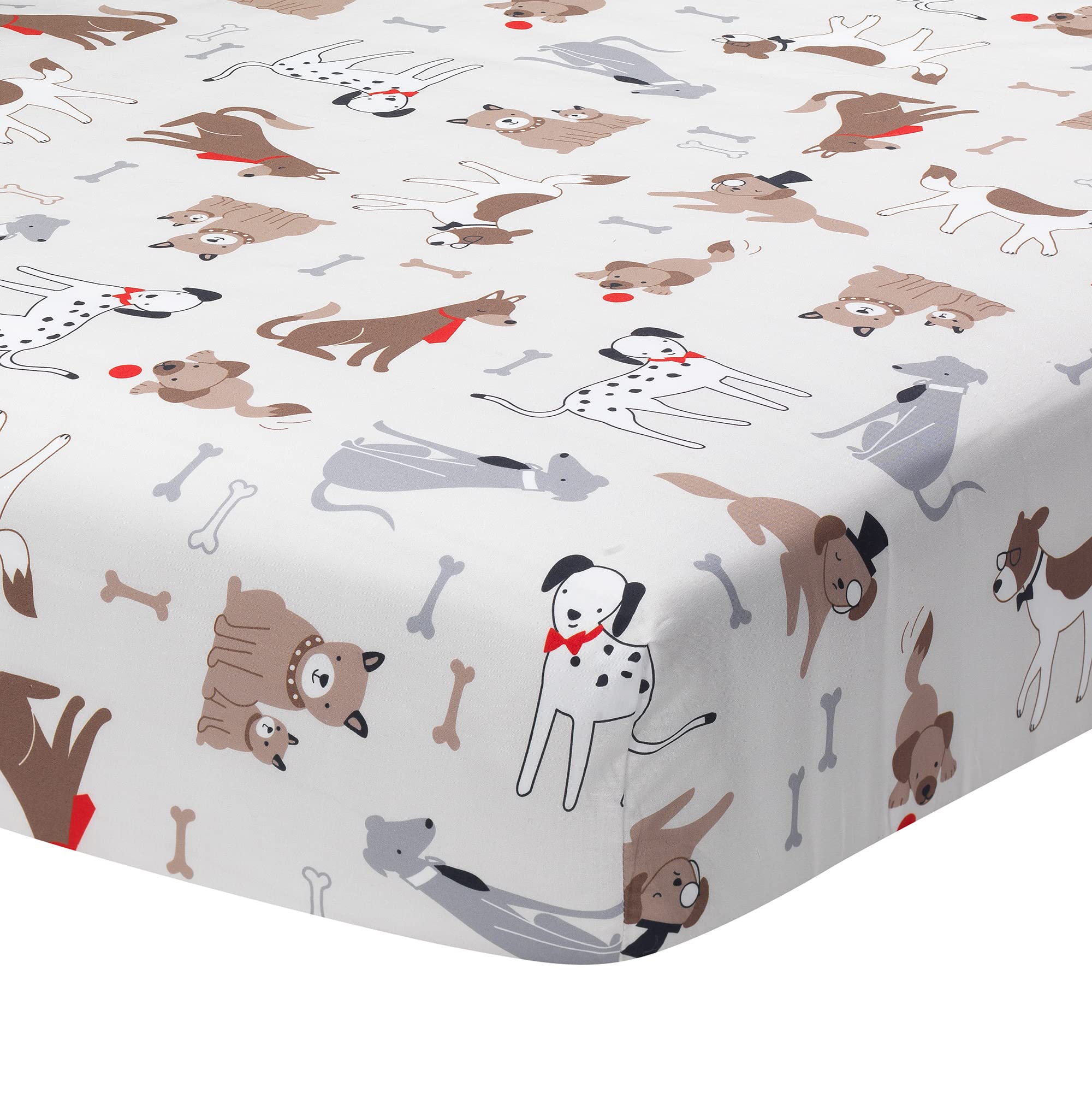 Lambs & Ivy Bow Wow Gray/Tan Dog/Puppy Nursery 3-Piece Baby Crib Bedding Set