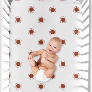 Sweet Jojo Designs White and Rust Boho Sun Boy or Girl Fitted Crib Sheet Baby or Toddler Bed Nursery - Orange Bohemian Celestial Sky Desert Sunshine Outdoors Nature Gender Neutral