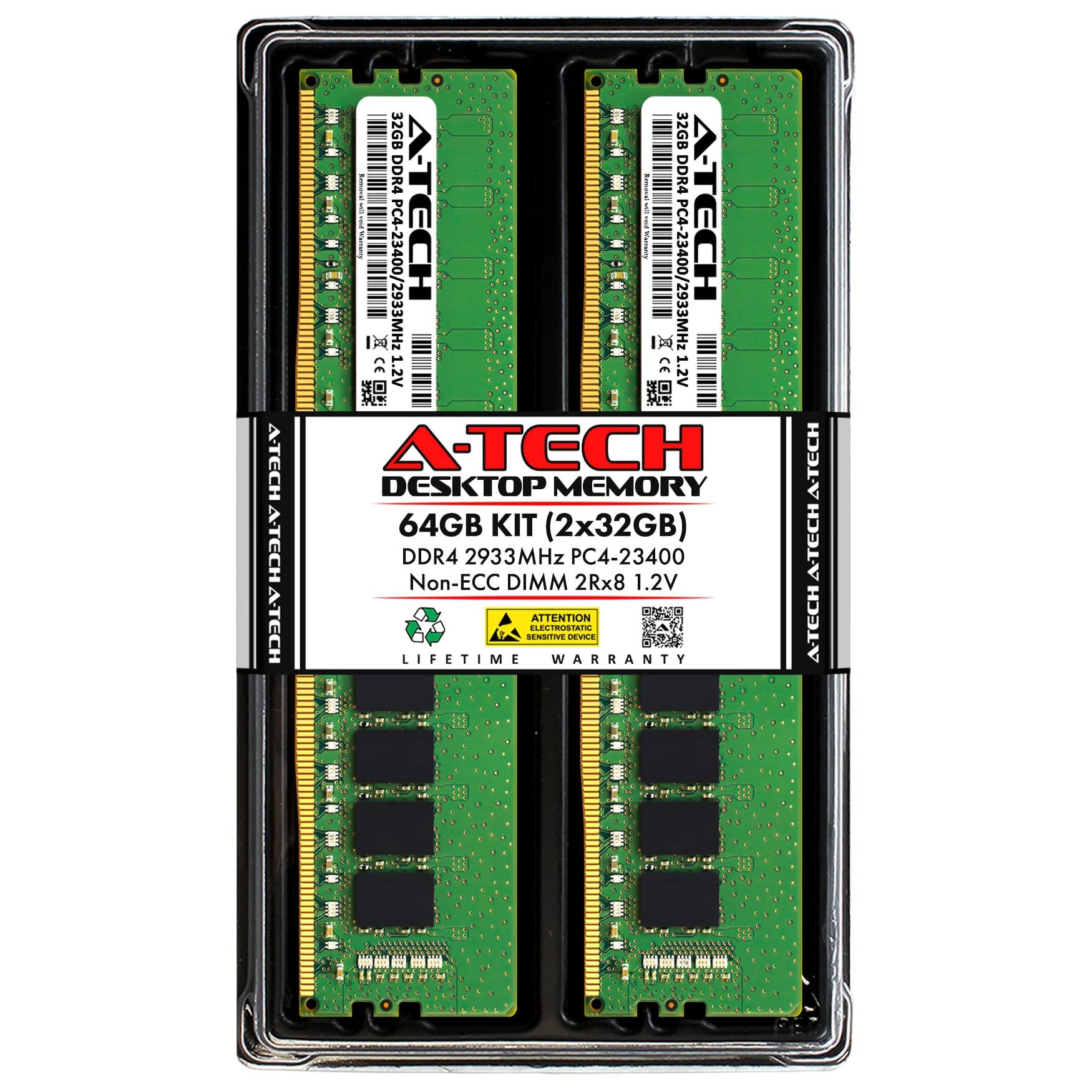 A-Tech 64GB RAM Kit for Lenovo ThinkStation P340 SFF Small Form Factor (2 x 32GB) DDR4 2933 MHz PC4-23400 Non-ECC Unbuffered DIMM 288-Pin Desktop PC Memory Upgrade