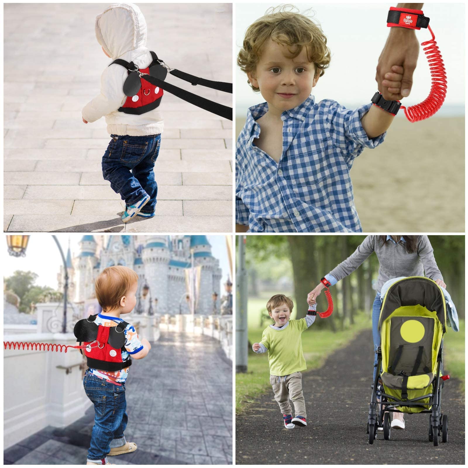 Lehoo Castle Toddlers Leash for Walking + Key Lock Design Anti Lost Wrist Link, 3 in 1 Baby Leash Kids Wrist Link for Toddlers, Safety Harness Belt Strap Wristband