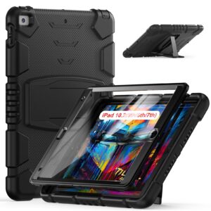 ruggycase ipad 10.2 inch case, heavy duty shockproof ipad 9th/8th/7th generation case with screen protector - ipad hard shell case for 9th generation (black)…