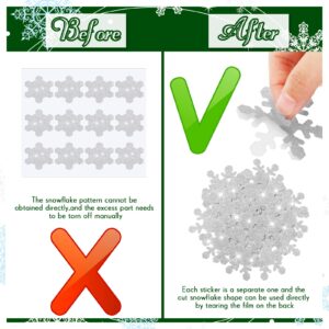 240 Pieces Christmas Envelope Seal Stickers Glitter Snowflake Stickers Christmas Snowflake Envelope Seals Snowflake Invitation Seals Xmas Envelope Decals Glitter Seal for Christmas Mail (Silver)