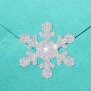 240 pieces christmas envelope seal stickers glitter snowflake stickers christmas snowflake envelope seals snowflake invitation seals xmas envelope decals glitter seal for christmas mail (silver)