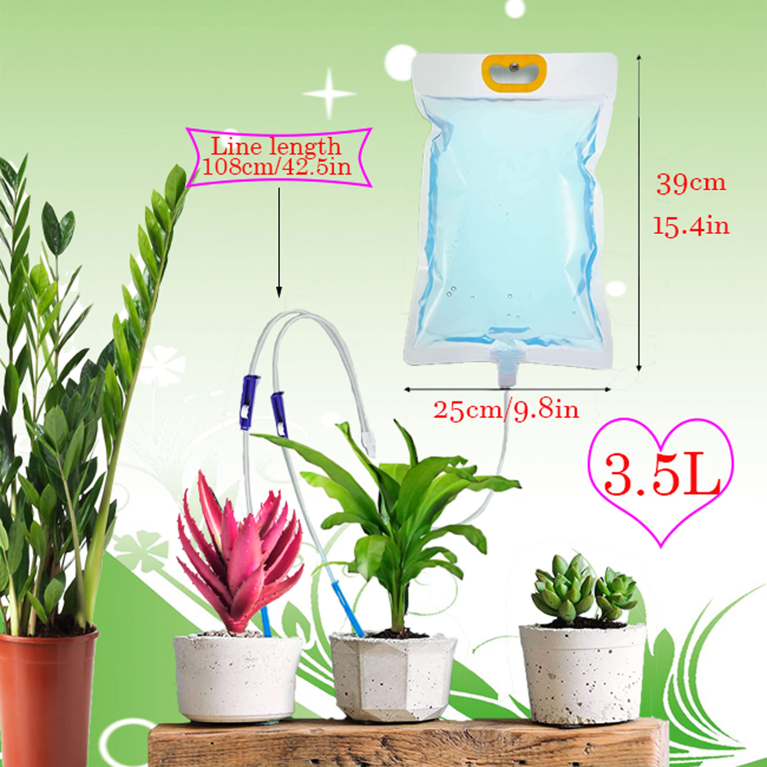 5Pcs Plant Drip Irrigation Bag,3.5L Plant Self Watering Devices Plant Watering Self Automatic Device with Adjustable Valve Switch,for Indoor Outdoor Potted Watered While Away