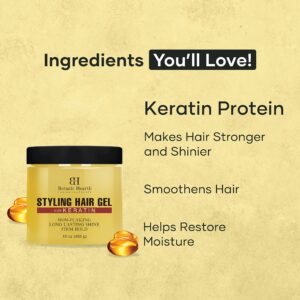 Botanic Hearth Hair Gel - with Keratin Protein - Styling Gel for Curly, Frizzy, Straight, Wavy & Fine Hair - Flake Free, Strong Hold and Shine - For All Hair Types - Men & Women - 16 oz