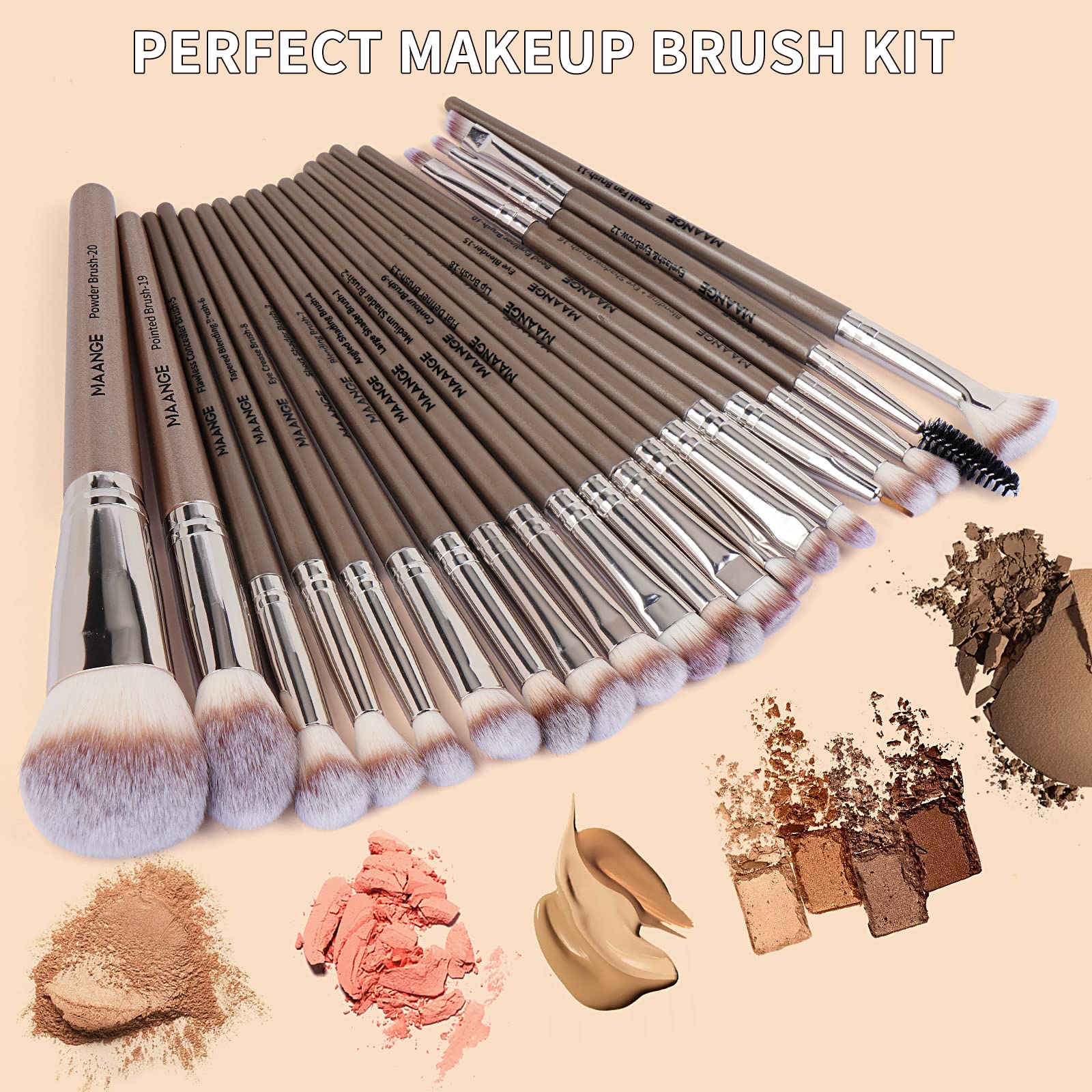 Make up Brushes, 20 Pcs Professional Makeup Brushes Set Foundation Eyeshadow Blush Brush,Travel Kabuki Blending Concealers Face Powder Eye Makeup Brush Sets with Gift box