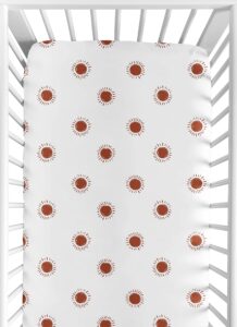 sweet jojo designs white and rust boho sun boy or girl fitted crib sheet baby or toddler bed nursery - orange bohemian celestial sky desert sunshine outdoors nature gender neutral