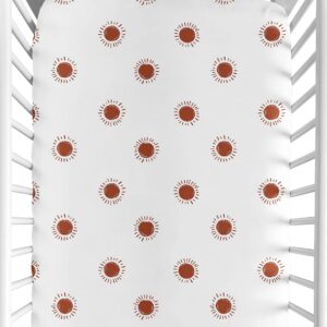 Sweet Jojo Designs White and Rust Boho Sun Boy or Girl Fitted Crib Sheet Baby or Toddler Bed Nursery - Orange Bohemian Celestial Sky Desert Sunshine Outdoors Nature Gender Neutral