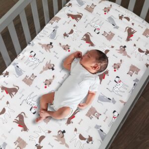 Lambs & Ivy Bow Wow Gray/Tan Dog/Puppy Nursery 3-Piece Baby Crib Bedding Set